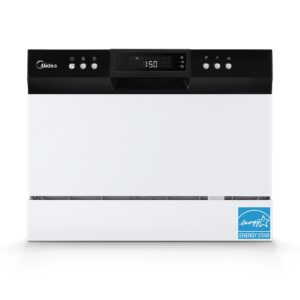 midea mdc22p1aww energy star portable dishwasher, 6 place settings & 8 washing programs, speed, baby-care, eco& glass, dish washer for dorm, rv& apartment, white