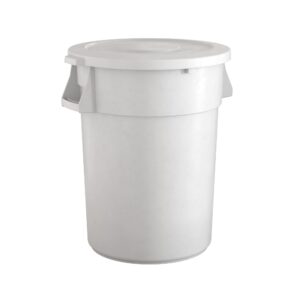 5-Pack! 44 Gallon White Round Commercial Trash Can and Lid, Perfect for Restaurant, Office, School, Garage, Backyard, Workshop, Warehouse