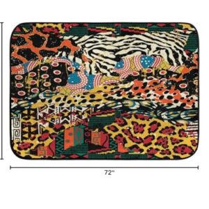 Tavisto African Animal Print Area Rug 4x6 Machine Washable Rug Ultra Soft Foldable Area Rugs with Non-Slip Backing for Office Living Room Bedroom