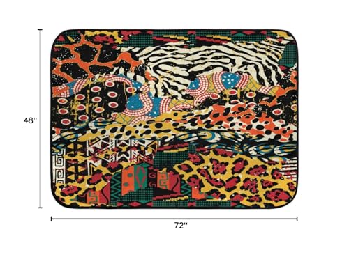 Tavisto African Animal Print Area Rug 4x6 Machine Washable Rug Ultra Soft Foldable Area Rugs with Non-Slip Backing for Office Living Room Bedroom