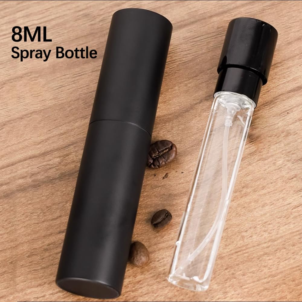 Coffee Bean Dosing Cup and Spray Bottle Kit For Espresso,Coffee Bar Accessories,Ceramic Single Dosing Tray For Coffee or Tea.Spray For Reducing Coffee Power Static (B-Bright Black)