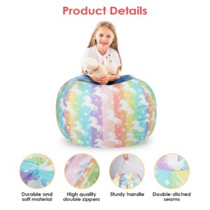 decalsweet Bean Bag Chair for Kids Stuffed Animal Storage Beanbag Chairs,Toddler Toy Storage Organizer for Girls and Boys,32'' Cover（No Filling Only,Upgraded Materials