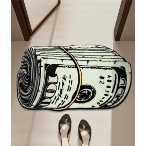 100 Dollar Bill Rug, Art Money Creative Carpet Cozy Soft Bedroom Funky Door Mat Carpets Bedside Rugs Living Room Decoration Rug Bathroom Door Mat Dry Absorbent Mats (D,19.6 * 31.5 inch)