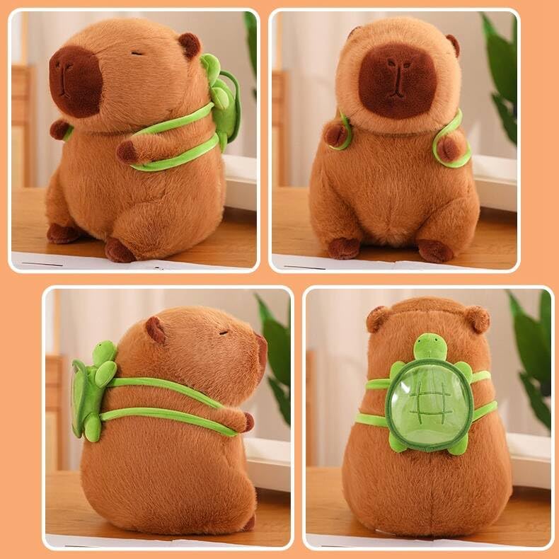 PUPUPANDA Capybara Stuffed Animals Plushies,Adorable Capybara Plush Toy with Removable Turtle Backpack,Soft Squishy Pillow Doll Toy,Unique Birthday Gifts for Kids Adult