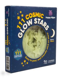 happy hippo 111 glow in the dark stars for ceiling with bonus moon (111-pack) christmas stocking stuffers for kids