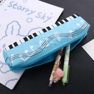 YSSZAM Black Oxford Cloth Pencil Case,Square Single Layer Music Notes Piano Keyboard Pencil Case Large Capacity Pen Bags Pencil Holders and Pen Holders Stationery Office Supplies