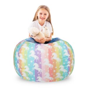 decalsweet bean bag chair for kids stuffed animal storage beanbag chairs,toddler toy storage organizer for girls and boys,32'' cover（no filling only,upgraded materials