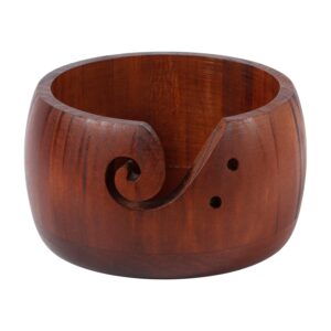 6'' wooden yarn bowl holder, yarn bowls for crochet knitting bowl storage organizer with holes and groove prevent slipping crocheting accessory for knitters & crocheters