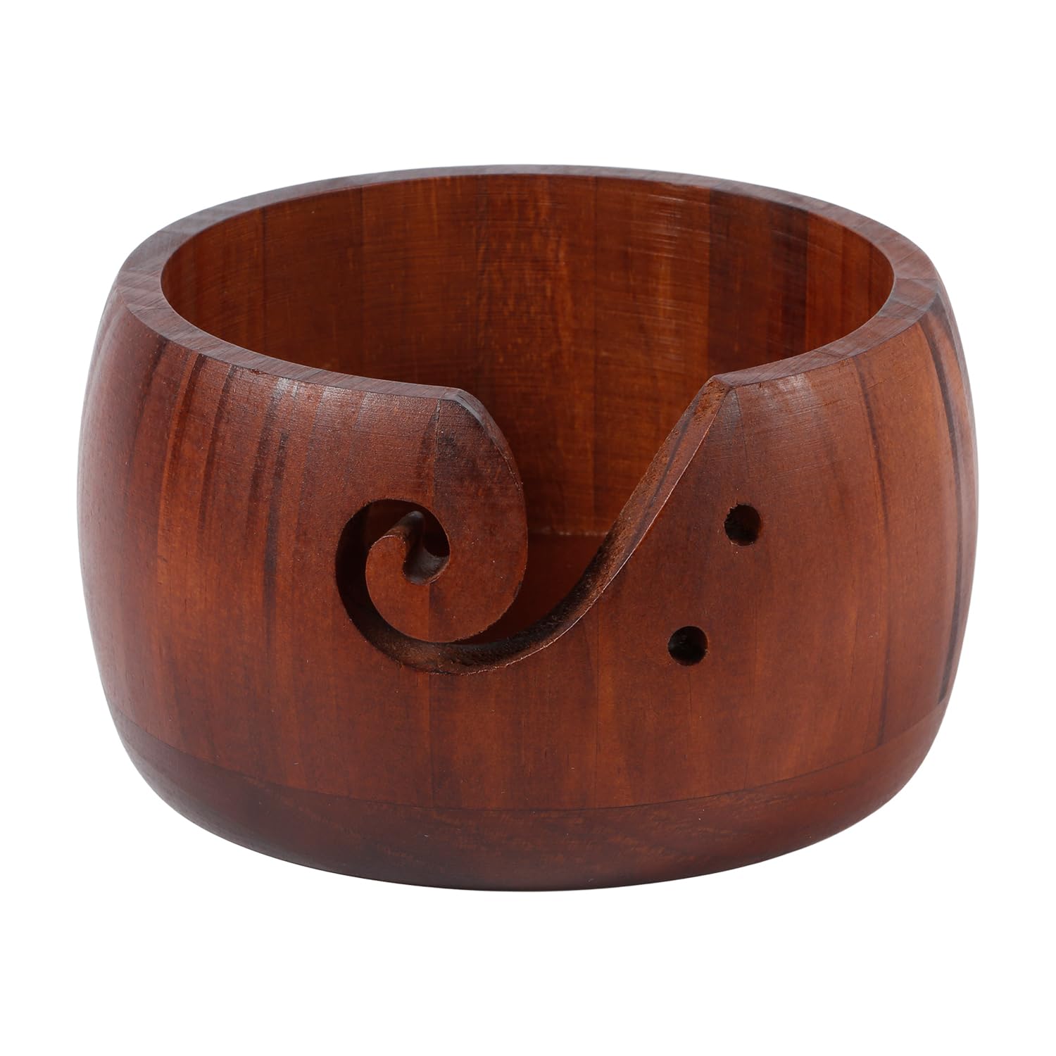 6'' Wooden Yarn Bowl Holder, Yarn Bowls for Crochet Knitting Bowl Storage Organizer with Holes and Groove Prevent Slipping Crocheting Accessory for Knitters & Crocheters