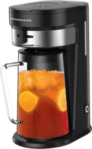 ovente 3-quart iced tea and coffee maker with strength selector & infuser chamber - perfect for iced coffee, latte, tea, lemonade, flavored water, black cmt215b