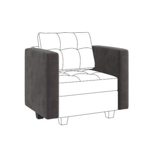 honbay armrest backrest module for velvet modular sectional sofa, grey