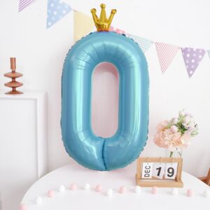 YFHVJTKO 40 Inch Baby Blue Number 3 Conjoined Crown Balloon,3rd Celebration Decorations for Happy 3rd Birthday Party Wedding Bridal Shower Engagement Photo Shoot Anniversary Decoration (Blue Number 3)