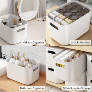 MSHOMELY 8 Packs Plastic Storage bins with Lid White Storage Containers with Lids Stackable Containers for Organizing Storage Box with Handle, Cube Storage Bins for Shelves, 9.84x7.1x6.3 inch