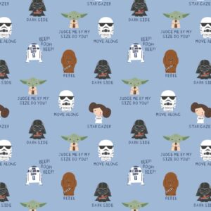 star wars sayings and characters flannel fabric by the yard