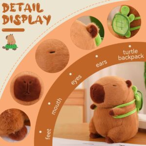 PUPUPANDA Capybara Stuffed Animals Plushies,Adorable Capybara Plush Toy with Removable Turtle Backpack,Soft Squishy Pillow Doll Toy,Unique Birthday Gifts for Kids Adult