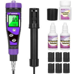 uiuzmar smart dissolved oxygen meter kit with spare components electronic portable do tester with reinforced polarographic probe for aquaculture fish tank wastewater treatment