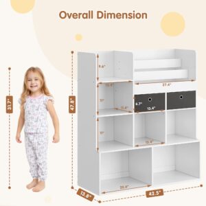 IDEALHOUSE Toy Storage Organizer 47.8in Kids Bookshelf with Drawers Modern Bookcase with Cubbies Floor Storage Cabinet Wooden Toy Chest Playroom, Classroom, Nursery, Kids Room