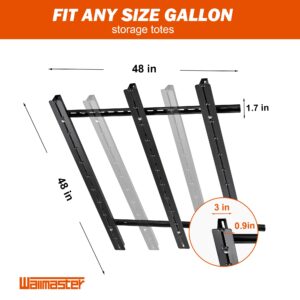 Wallmaster Garage Overhead Storage Rack, Ceiling Bin Organization System With Adjustable Rails, Heavy Duty Metal Overhead Bin Rack Holds Up to 10 Tote Bins