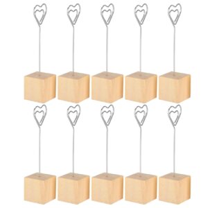 10Pcs Table Sign Holders Place Card Holder Table Number Holders Photo Holder Note Message Card Picture Metal Clip Stand with Wood Base Card Holder Stand for Wedding Centerpieces Bridal Shower