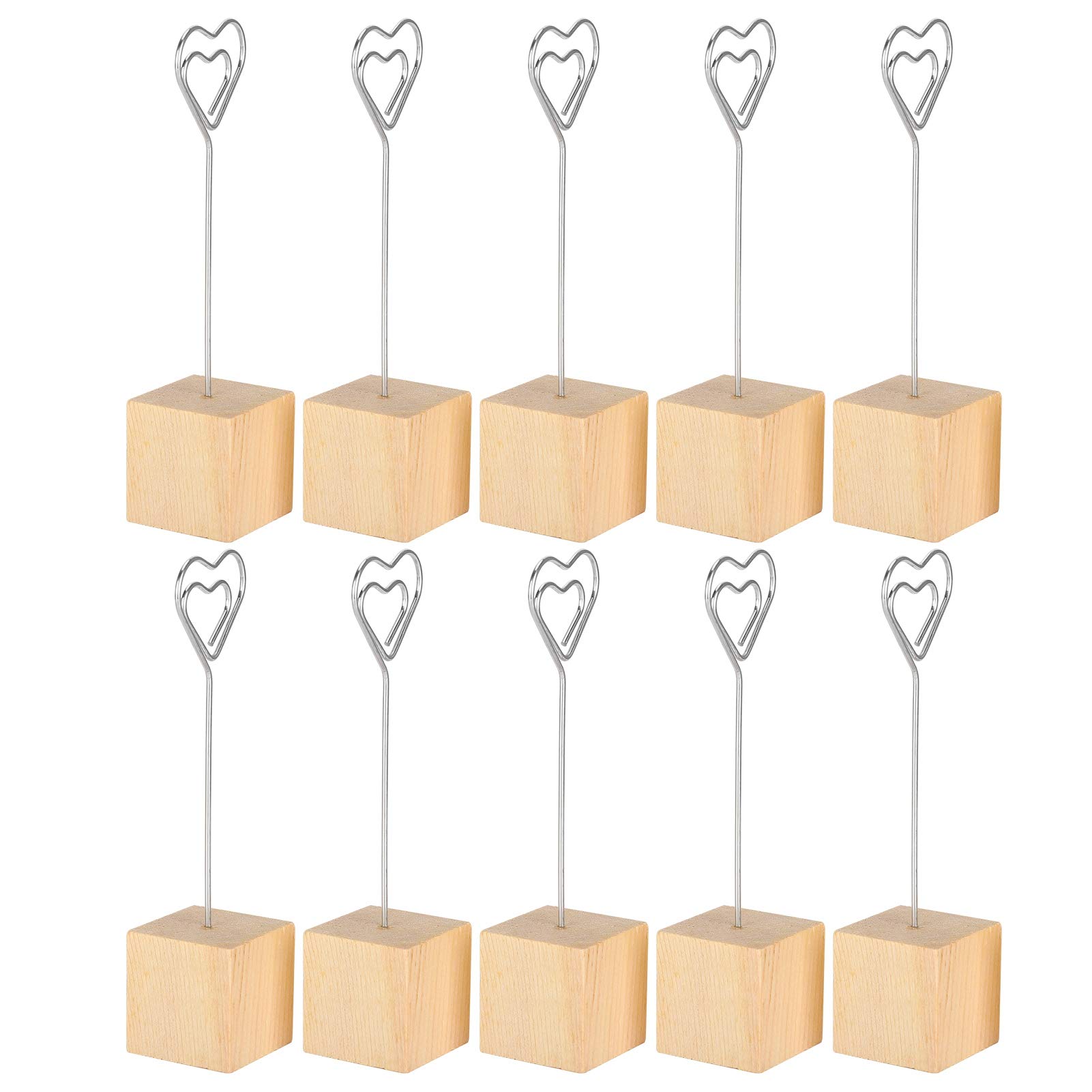 10Pcs Table Sign Holders Place Card Holder Table Number Holders Photo Holder Note Message Card Picture Metal Clip Stand with Wood Base Card Holder Stand for Wedding Centerpieces Bridal Shower