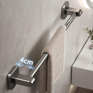 purzen Bathroom Towel Bar Wall-Mounted, Matte Space Aluminum No-Punch Suction Cup, Bathroom Single Bar Towel Rack,White,XL