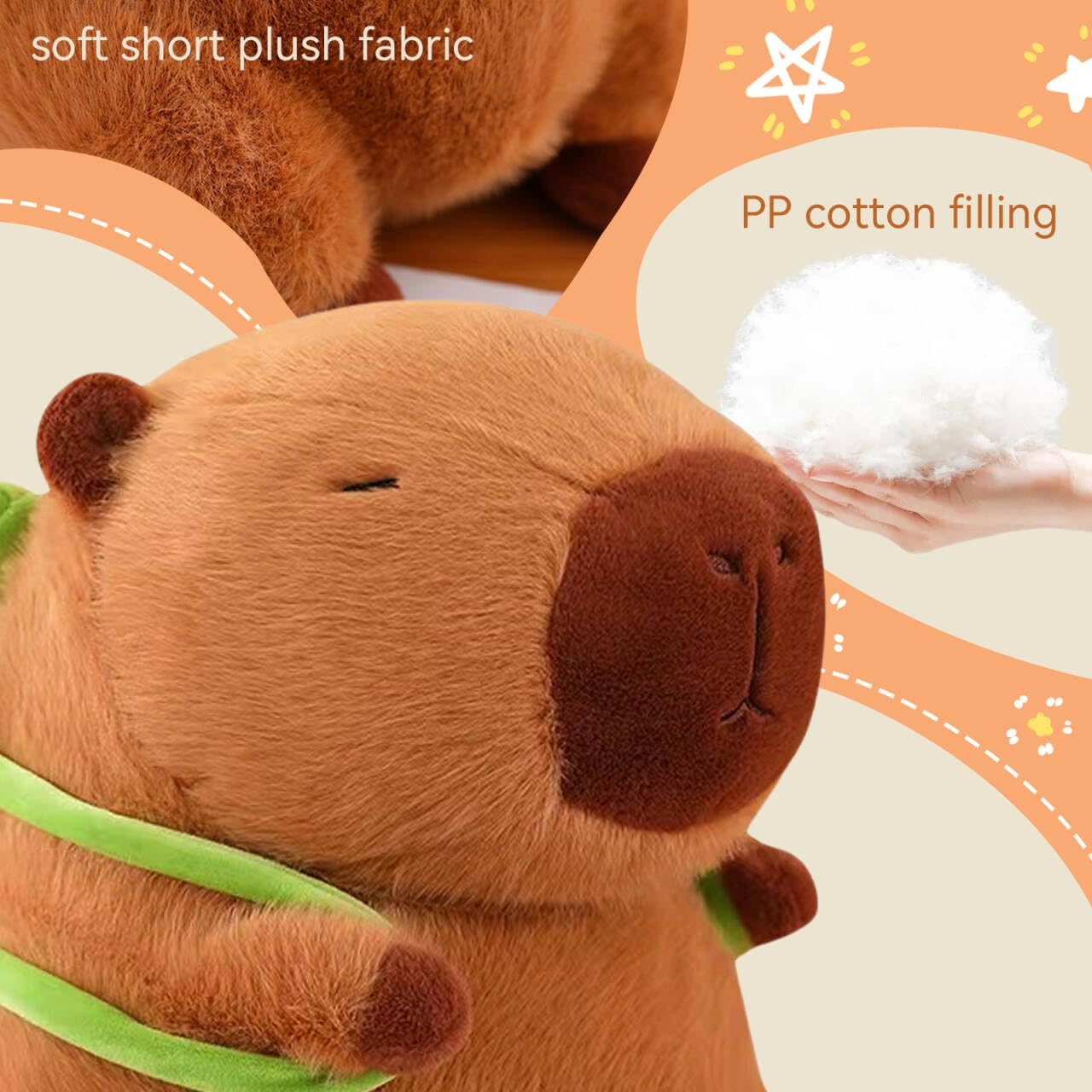 PUPUPANDA Capybara Stuffed Animals Plushies,Adorable Capybara Plush Toy with Removable Turtle Backpack,Soft Squishy Pillow Doll Toy,Unique Birthday Gifts for Kids Adult