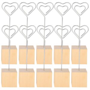 10pcs table sign holders place card holder table number holders photo holder note message card picture metal clip stand with wood base card holder stand for wedding centerpieces bridal shower