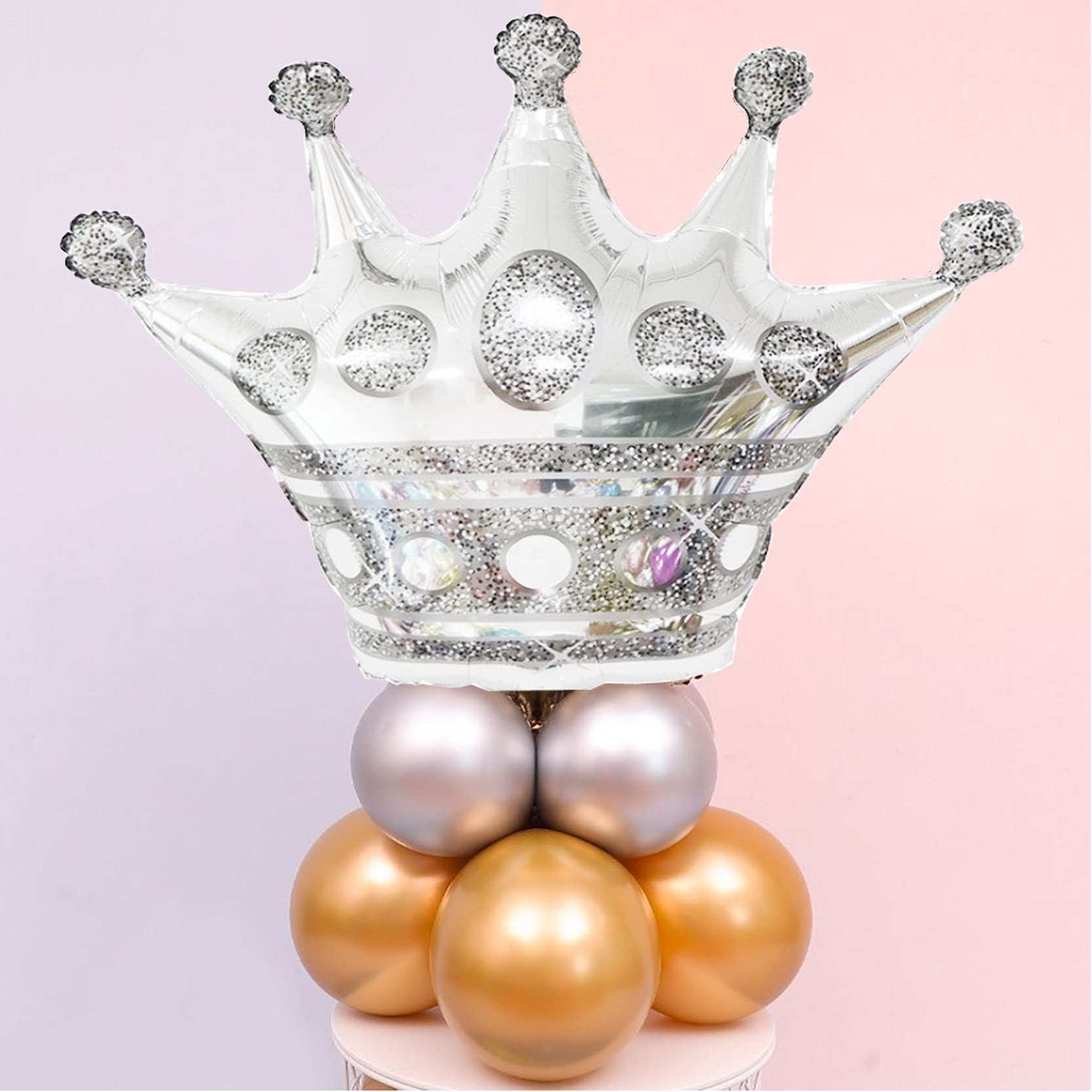 4Pcs Silver Crown Foil Balloons Decorations.For Wedding Anniversary Birthday Party Supplies