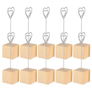 10Pcs Table Sign Holders Place Card Holder Table Number Holders Photo Holder Note Message Card Picture Metal Clip Stand with Wood Base Card Holder Stand for Wedding Centerpieces Bridal Shower