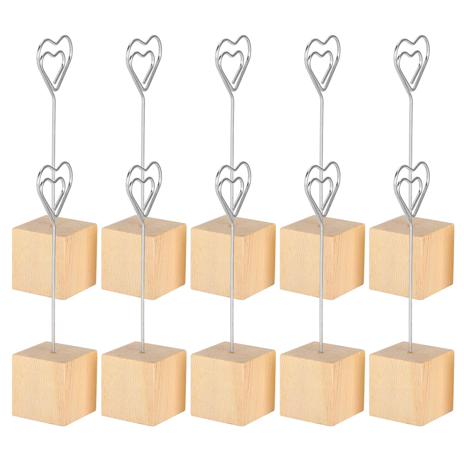 10Pcs Table Sign Holders Place Card Holder Table Number Holders Photo Holder Note Message Card Picture Metal Clip Stand with Wood Base Card Holder Stand for Wedding Centerpieces Bridal Shower