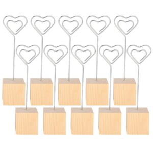 10Pcs Table Sign Holders Place Card Holder Table Number Holders Photo Holder Note Message Card Picture Metal Clip Stand with Wood Base Card Holder Stand for Wedding Centerpieces Bridal Shower