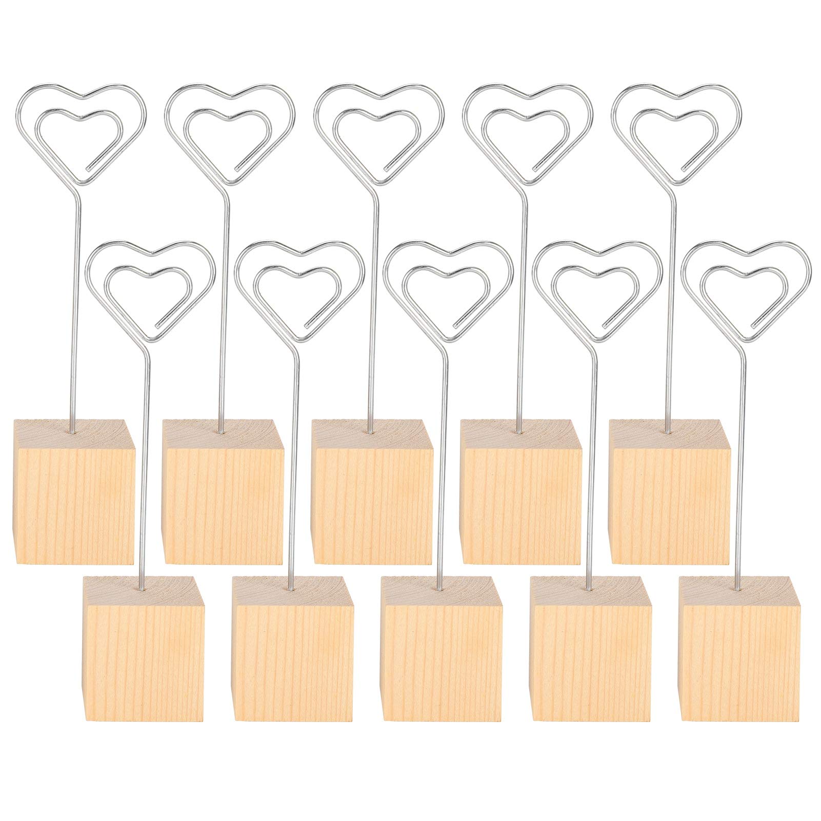 10Pcs Table Sign Holders Place Card Holder Table Number Holders Photo Holder Note Message Card Picture Metal Clip Stand with Wood Base Card Holder Stand for Wedding Centerpieces Bridal Shower