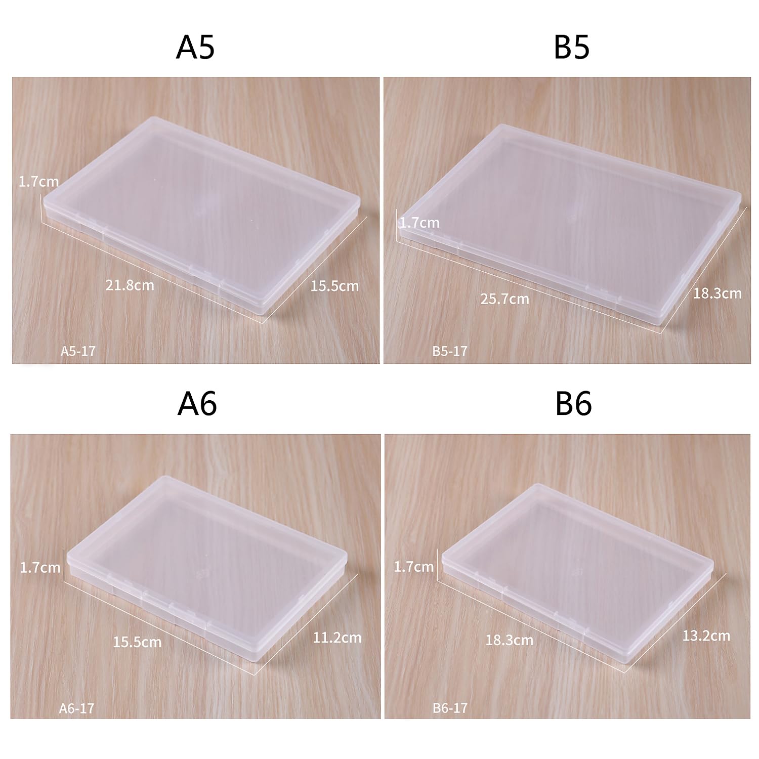 Paialco A5 Clear Plastic Storage Box, 6 x 8 Inch Flat Case Holder for Beads/Tools/Letters/Papers