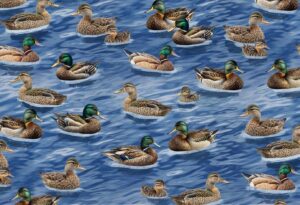 timeless treasures mallard ducks on blue lake water cotton fabric by the yard