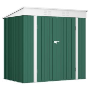 greesum outdoor storage shed 6x4ft all weather metal garden shed with lockable double doors for garden tools, toys and sundries, green