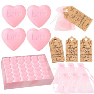 aixiang 100 sets heart style mini soap for wedding party favors bridal shower baby shower guests handmade soap (pink)