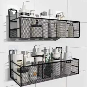 kivio 3 pack bathroom shelf,shower caddy, storage organizer for bathroom, shower shelf, shower organizer, wall mounted spice storage rack organizer for kitchen (2 caddy+1 razor holder)