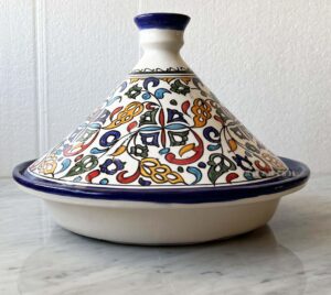 artkish hand painted moroccan ceramic tagine cooking pot cookware for cook and serving - pottery tajin dishware perfect housewarming gift. (35cm = 14 inch)