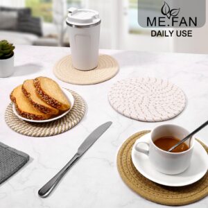 ME.FAN Trivets/Potholders 4 Set Cotton Thread Weave Trivets for for Hot Pots and Pans - Large Coasters/Hot Pads/Hot Mats to Protect Desktop & Countertop - 7 Inch - Mix 2