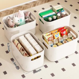 MSHOMELY 8 Packs Plastic Storage bins with Lid White Storage Containers with Lids Stackable Containers for Organizing Storage Box with Handle, Cube Storage Bins for Shelves, 9.84x7.1x6.3 inch