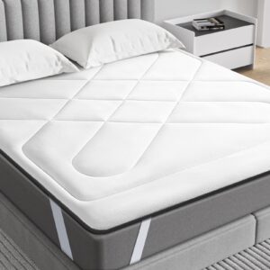 maxzzz queen mattress pad, cooling memory foam king mattress topper, pillow top queen mattress protector for 8-23'' mattress, white