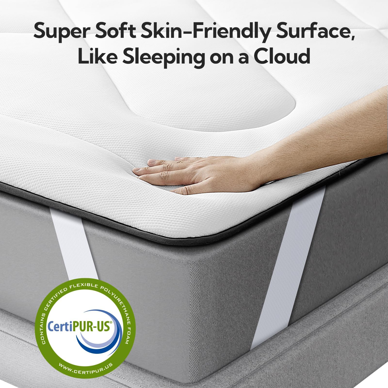 Maxzzz Queen Mattress Pad, Cooling Memory Foam King Mattress Topper, Pillow Top Queen Mattress Protector for 8-23'' Mattress, White