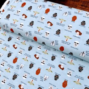 Star Wars Sayings and Characters Flannel Fabric by The Yard