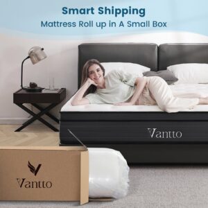 Vantto Queen Mattress, 10 inch Hybrid Memory Foam Mattress in a Box Full, Pocket Spring Mattress for Motion Isolation, Pressure Relief, Silent Sleep, CertiPUR-US