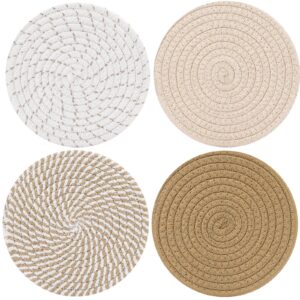 me.fan trivets/potholders 4 set cotton thread weave trivets for for hot pots and pans - large coasters/hot pads/hot mats to protect desktop & countertop - 7 inch - mix 2