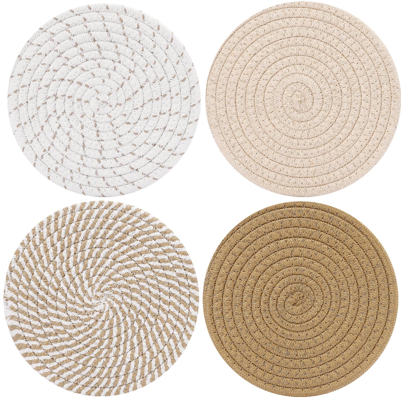 ME.FAN Trivets/Potholders 4 Set Cotton Thread Weave Trivets for for Hot Pots and Pans - Large Coasters/Hot Pads/Hot Mats to Protect Desktop & Countertop - 7 Inch - Mix 2