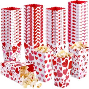 mimind 100 pieces valentine's day popcorn boxes love heart conversation treat candy goodie boxes cardboard popcorn container for valentine wedding birthday party supplies, 4 designs