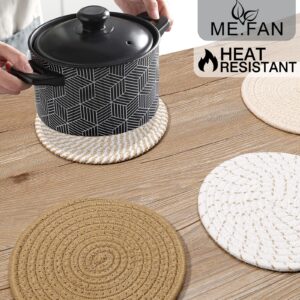 ME.FAN Trivets/Potholders 4 Set Cotton Thread Weave Trivets for for Hot Pots and Pans - Large Coasters/Hot Pads/Hot Mats to Protect Desktop & Countertop - 7 Inch - Mix 2