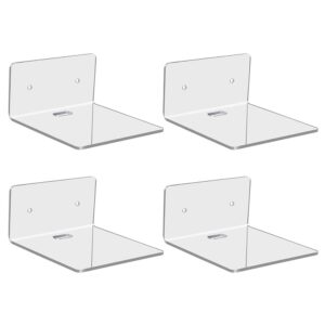 phezen 4 pcs floating wall shelf holder, invisible floating bookshelf heavy duty wall mounted hallway kitchen bathroom supplies book organizer metal shelves holder display stand type 5