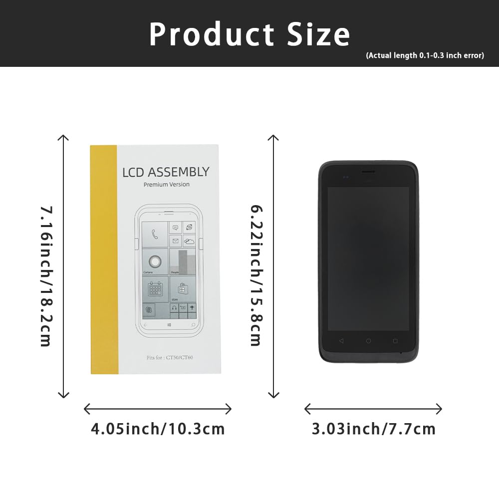 LCD Screen with Touch Digitizer and Front Cover for Scanpal EDA51 Barcode Scanner Handheld Mobile Computer